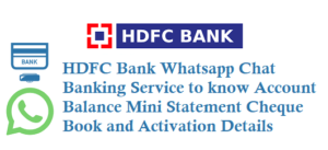 HDFC Bank Whatsapp Banking Service to Account Balance Mini Statement ...